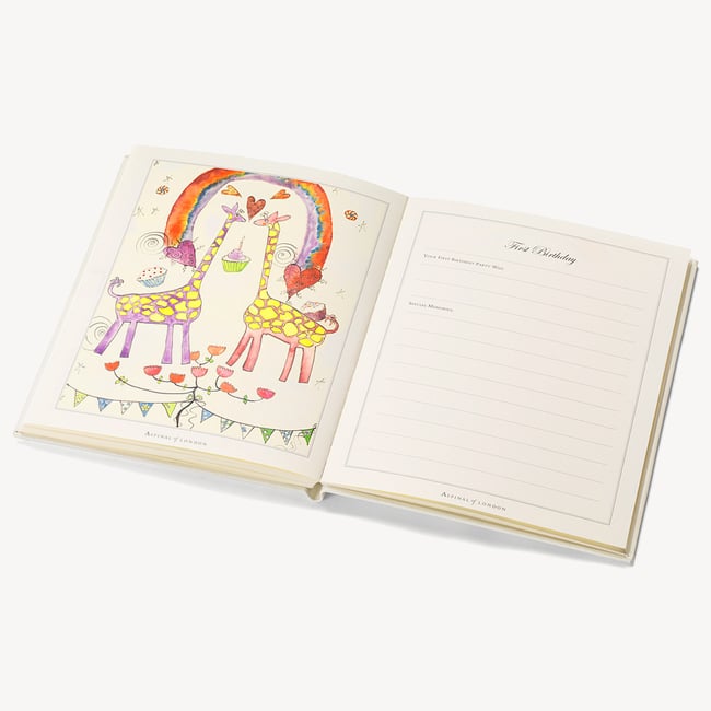 Deluxe Ivory Leather Baby Record Book | Aspinal of London