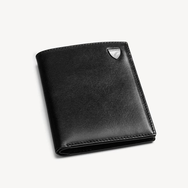 Smooth Black Card Wallet with Notes Pocket | Aspinal of London