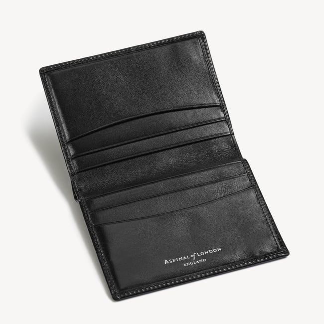 Smooth Black Card Wallet with Notes Pocket | Aspinal of London