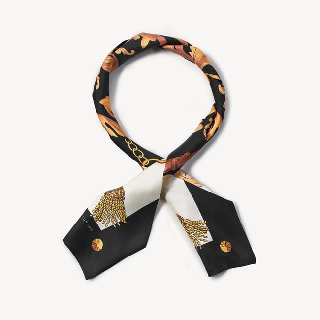 Signature Shield Silk Neck Bow in Black | Aspinal of London