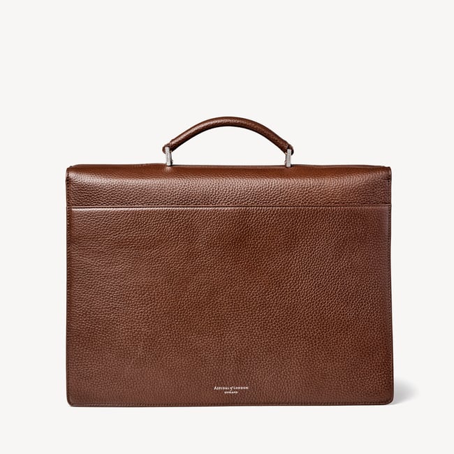 City Brown Leather Briefcase | Aspinal of London