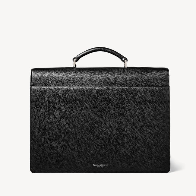 City Black Leather Briefcase | Aspinal of London