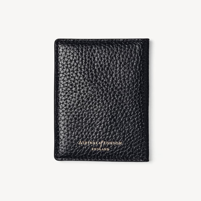 ID & Travel Card Case in Black Pebble | Aspinal of London