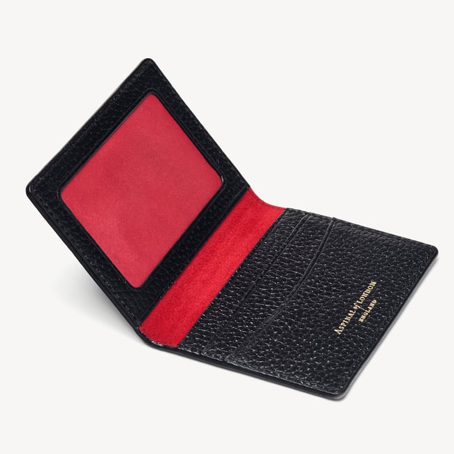 ID & Travel Card Case in Black Pebble | Aspinal of London
