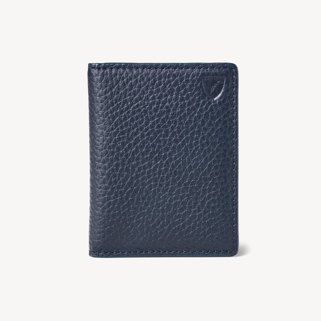 ID & Travel Card Case in Navy Pebble | Aspinal of London
