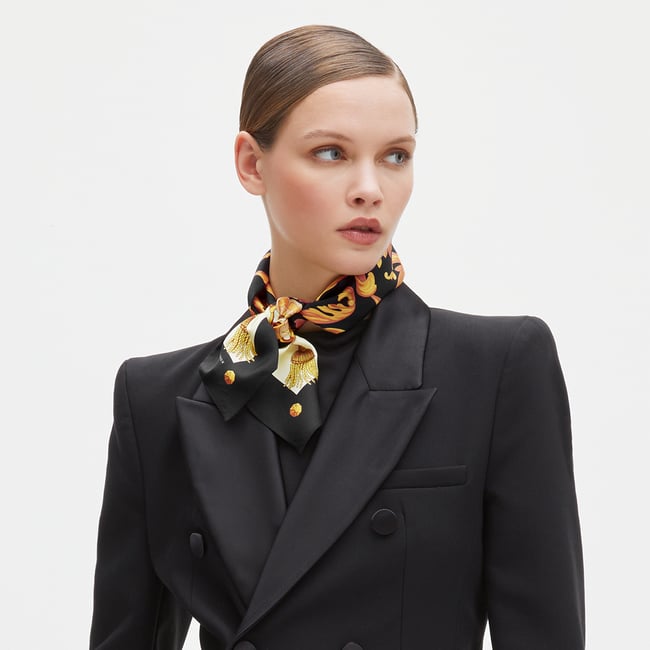 Signature Shield Silk Neck Bow in Black | Aspinal of London