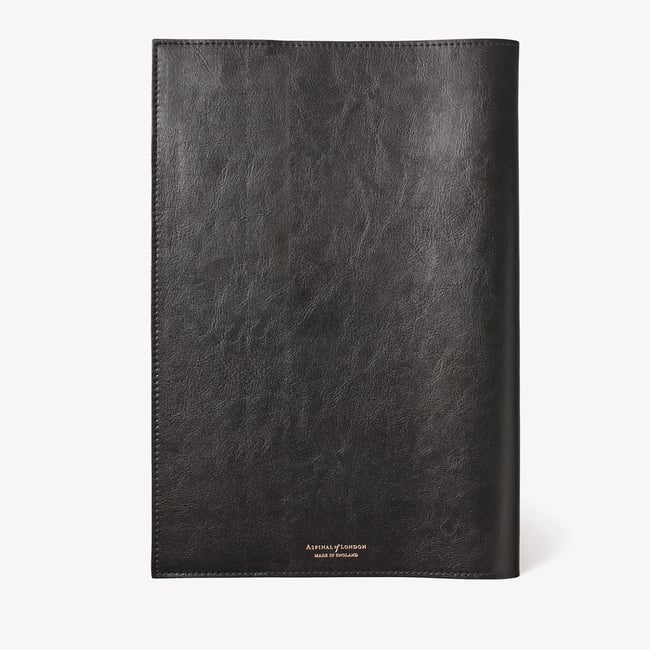A4 Refillable Leather Journal in Black | Aspinal of London