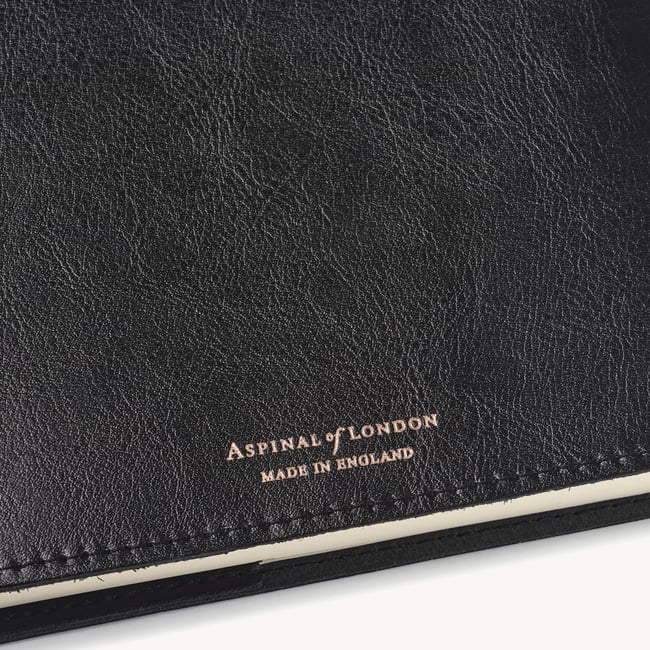 A4 Refillable Leather Journal in Black | Aspinal of London