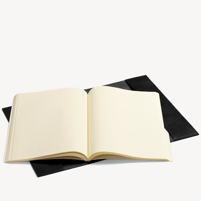 A4 Refillable Leather Journal in Black | Aspinal of London