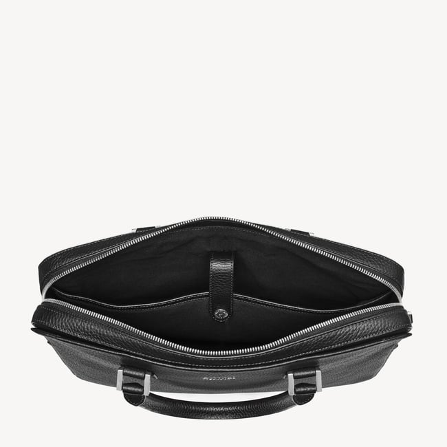 Slim Leather Briefcase in Black Pebble | Aspinal of London