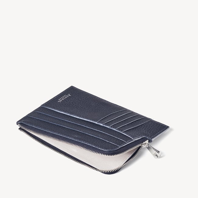 Zipped Travel Wallet in Navy Pebble | Aspinal