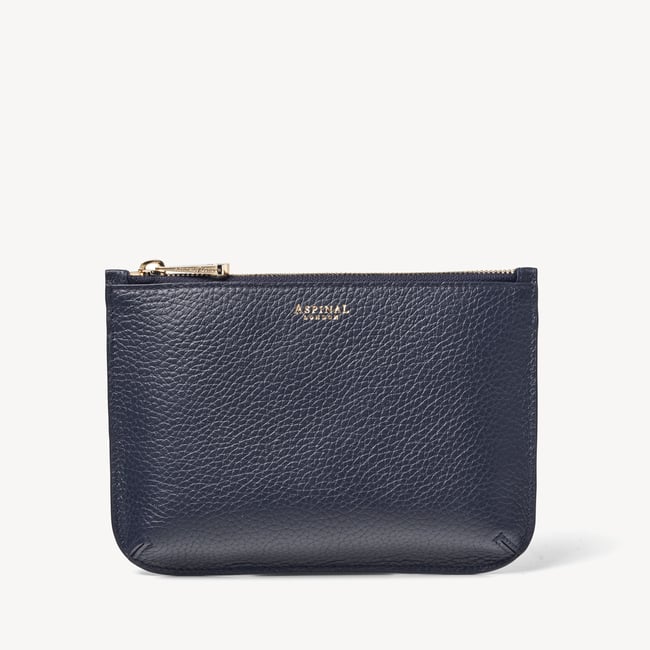 Medium Ella Pouch in Navy Pebble | Aspinal of London