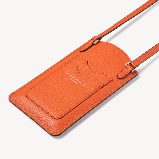 London Phone Case in Burnt Orange Pebble | Aspinal of London