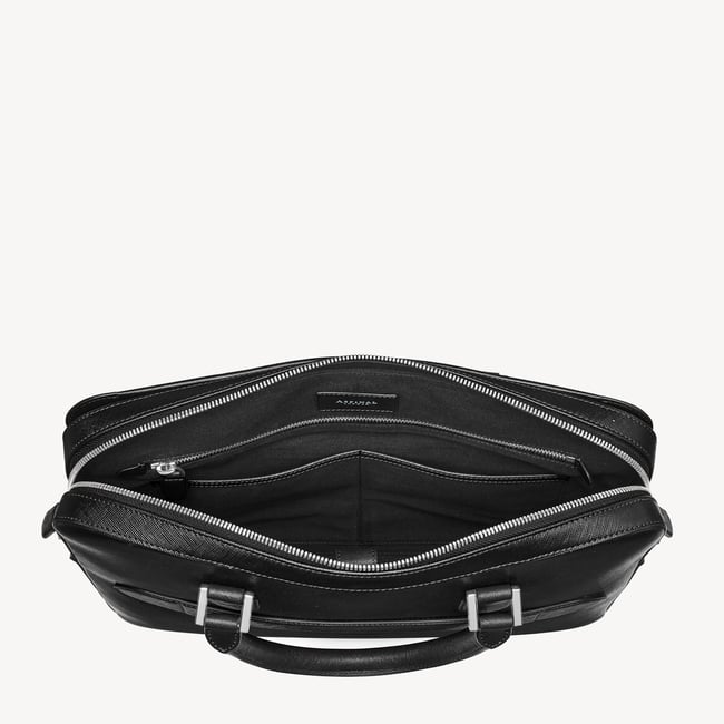 Slim Leather Briefcase in Black Saffiano | Aspinal of London