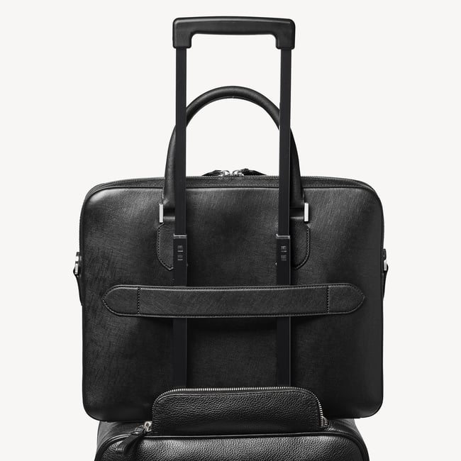 Slim Leather Briefcase in Black Saffiano | Aspinal of London
