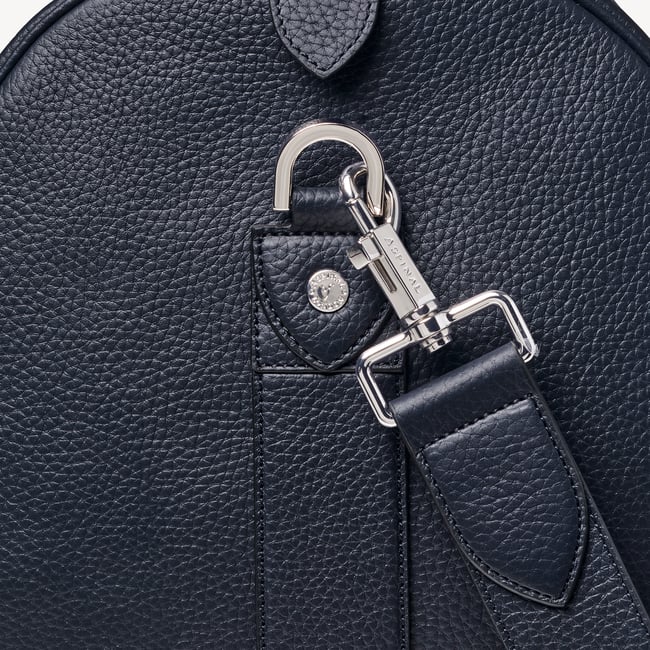 Boston Navy Blue Leather Travel Bag | Aspinal of London
