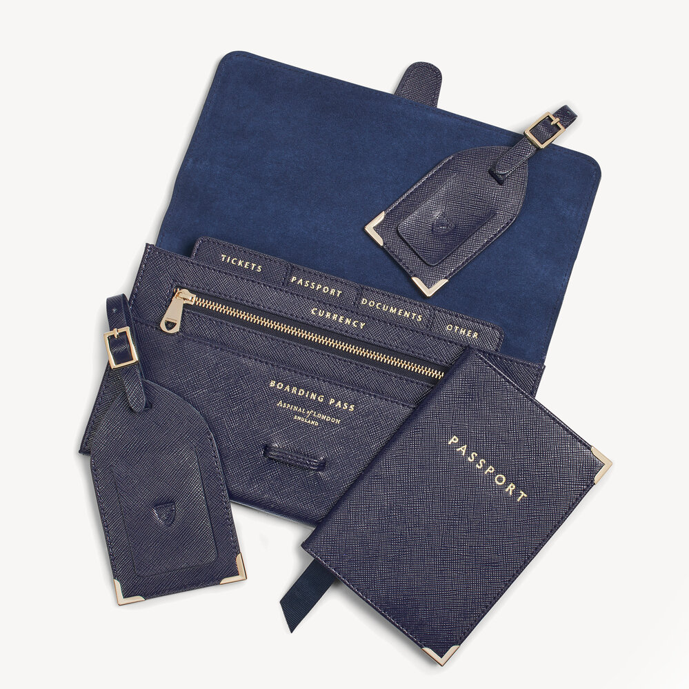 Personalised Leather Travel Collection Gift Set | Aspinal