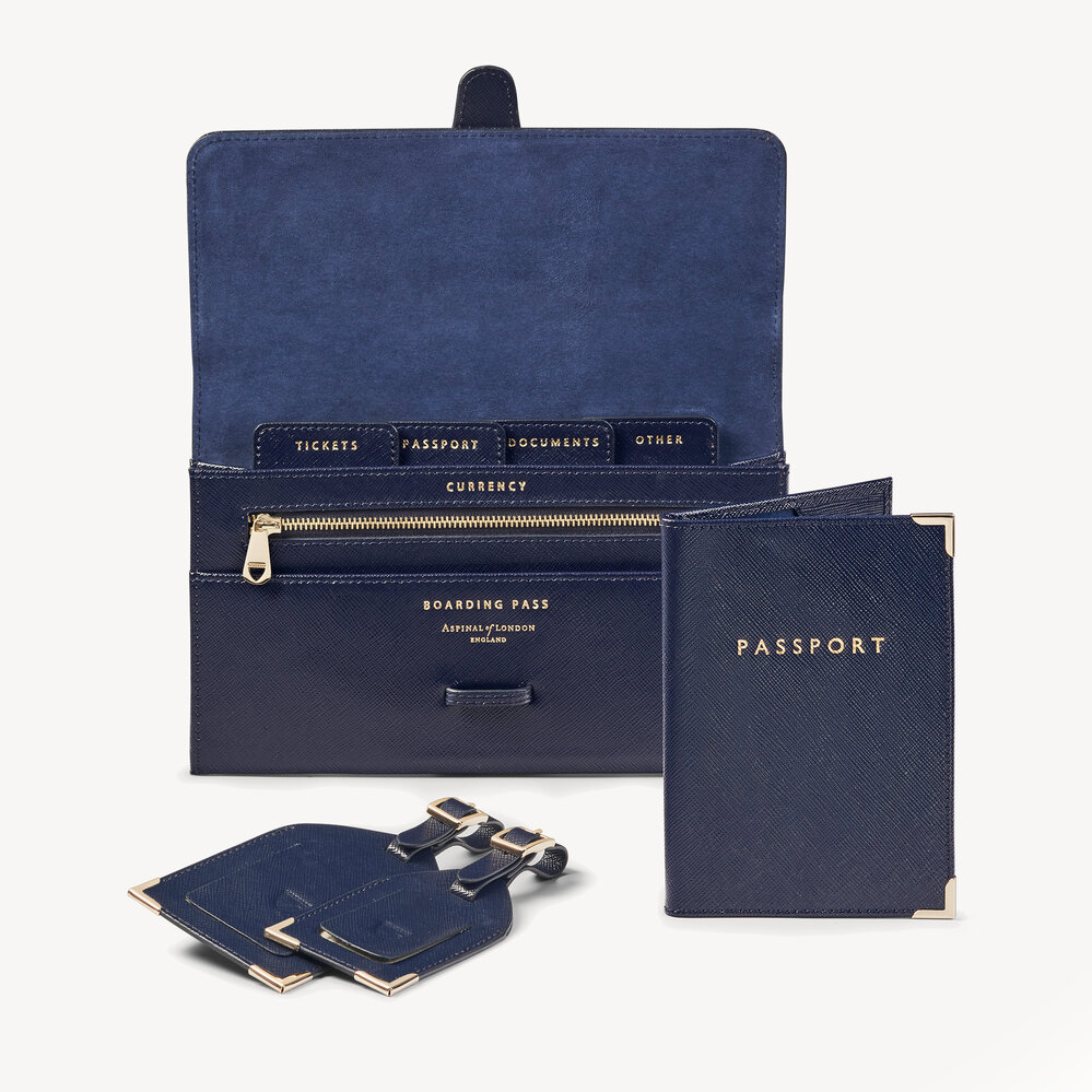 Personalised Leather Travel Collection Gift Set | Aspinal