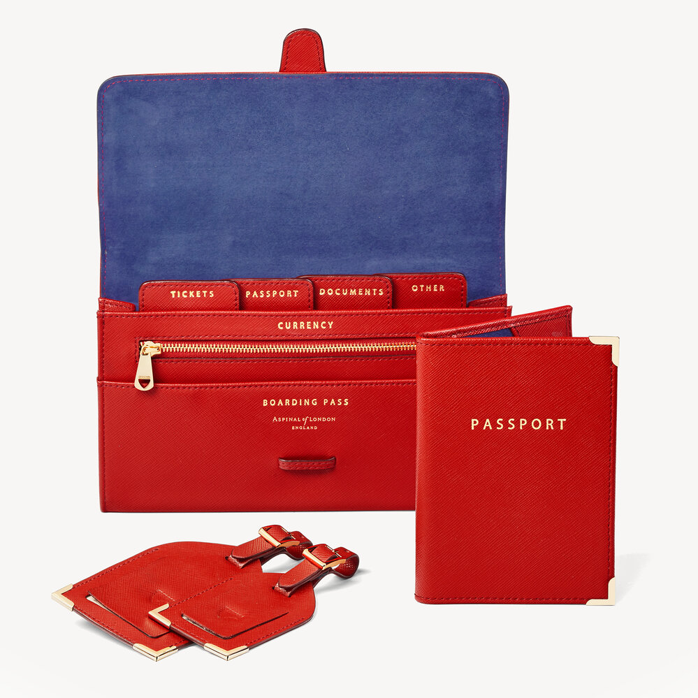 Personalised Leather Travel Collection Gift Set | Aspinal