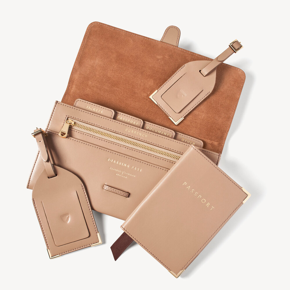 Personalised Leather Travel Collection Gift Set | Aspinal