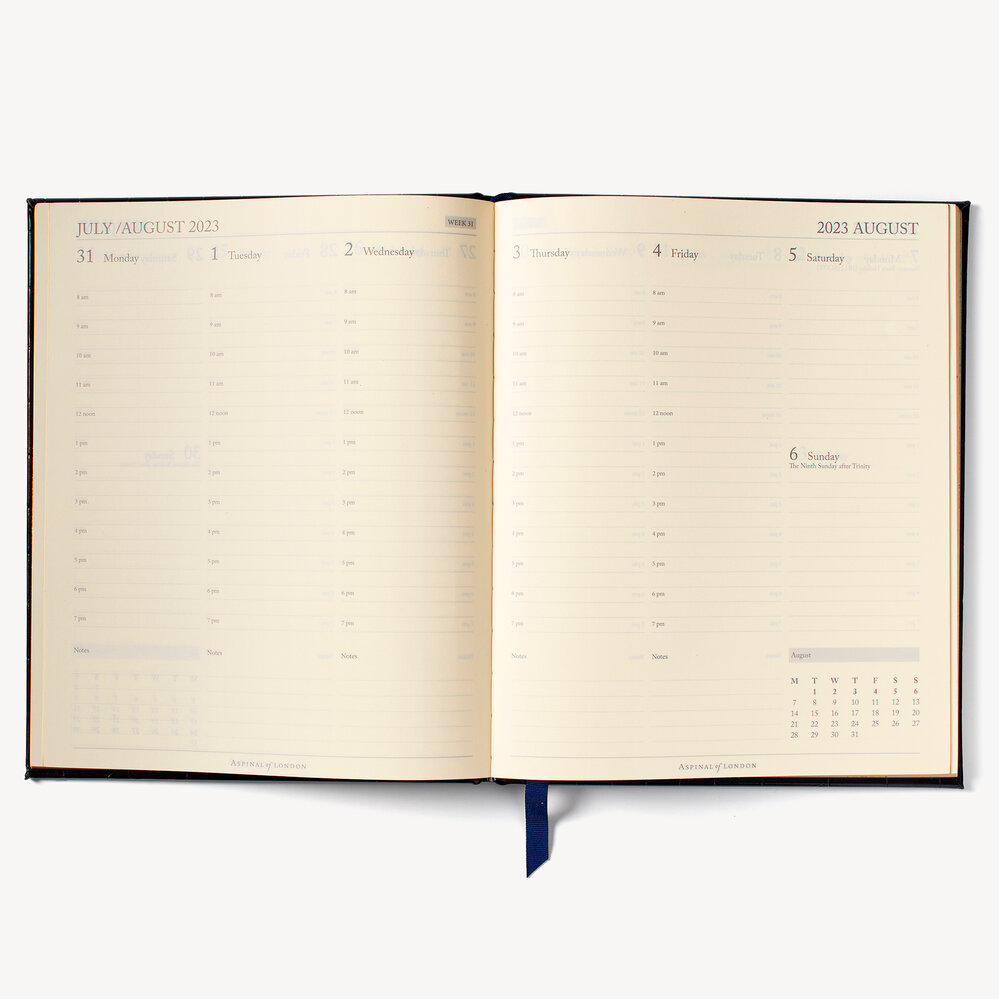 2023 Quarto A4 Week to View Leather Diary | Aspinal of London