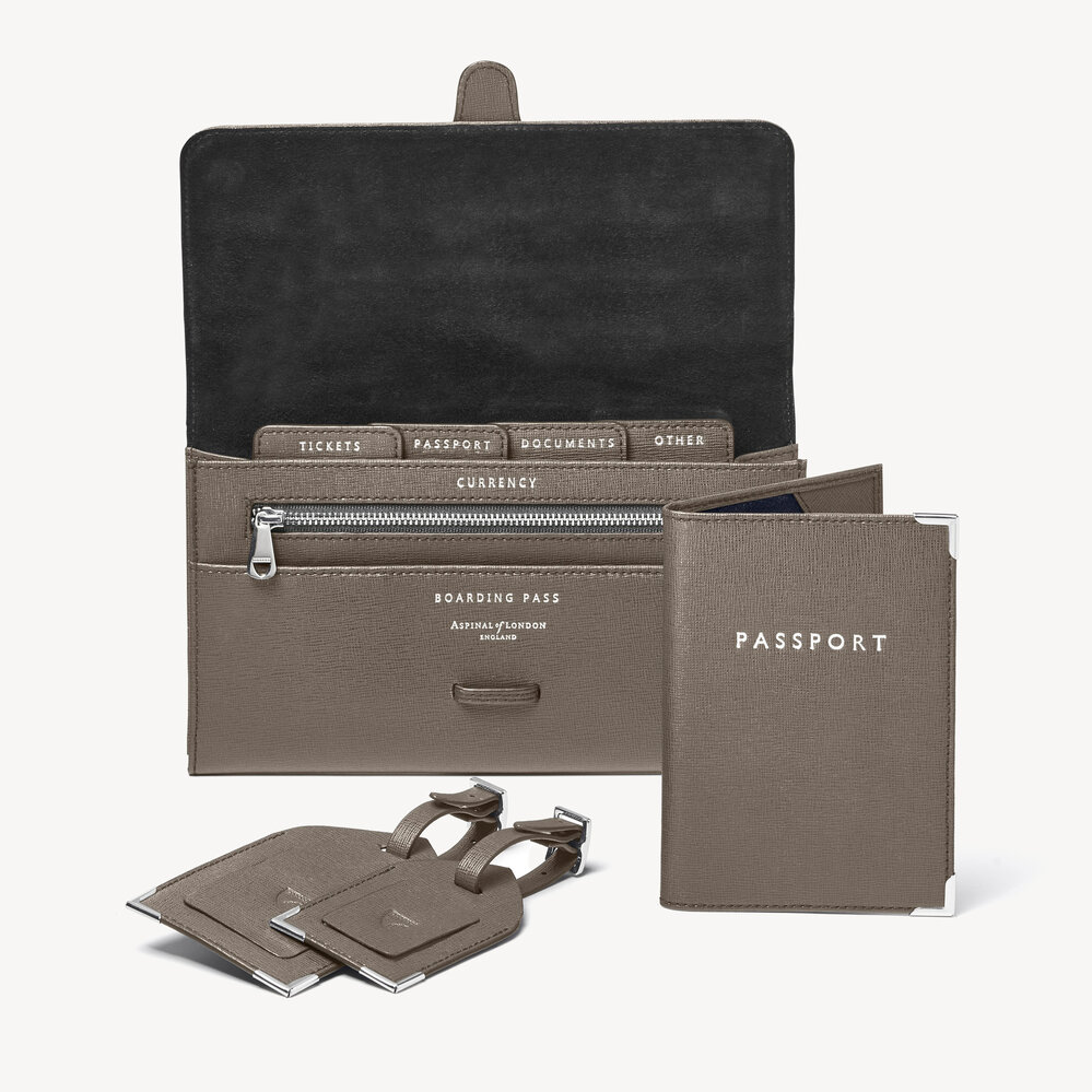 Personalised Leather Travel Collection Gift Set | Aspinal