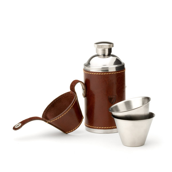 Men's Personalised Leather Hip Flasks | Free Engraving | Aspinal
