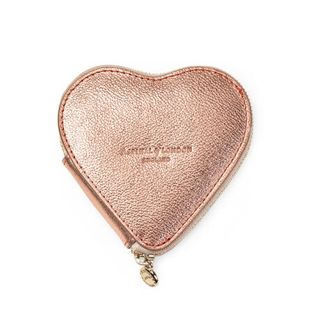 Heart Coin Purse in Metallic Gold | Aspinal of London