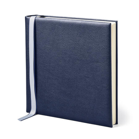 12-inch Leather Photo Album Navy Pebble | Aspinal of London