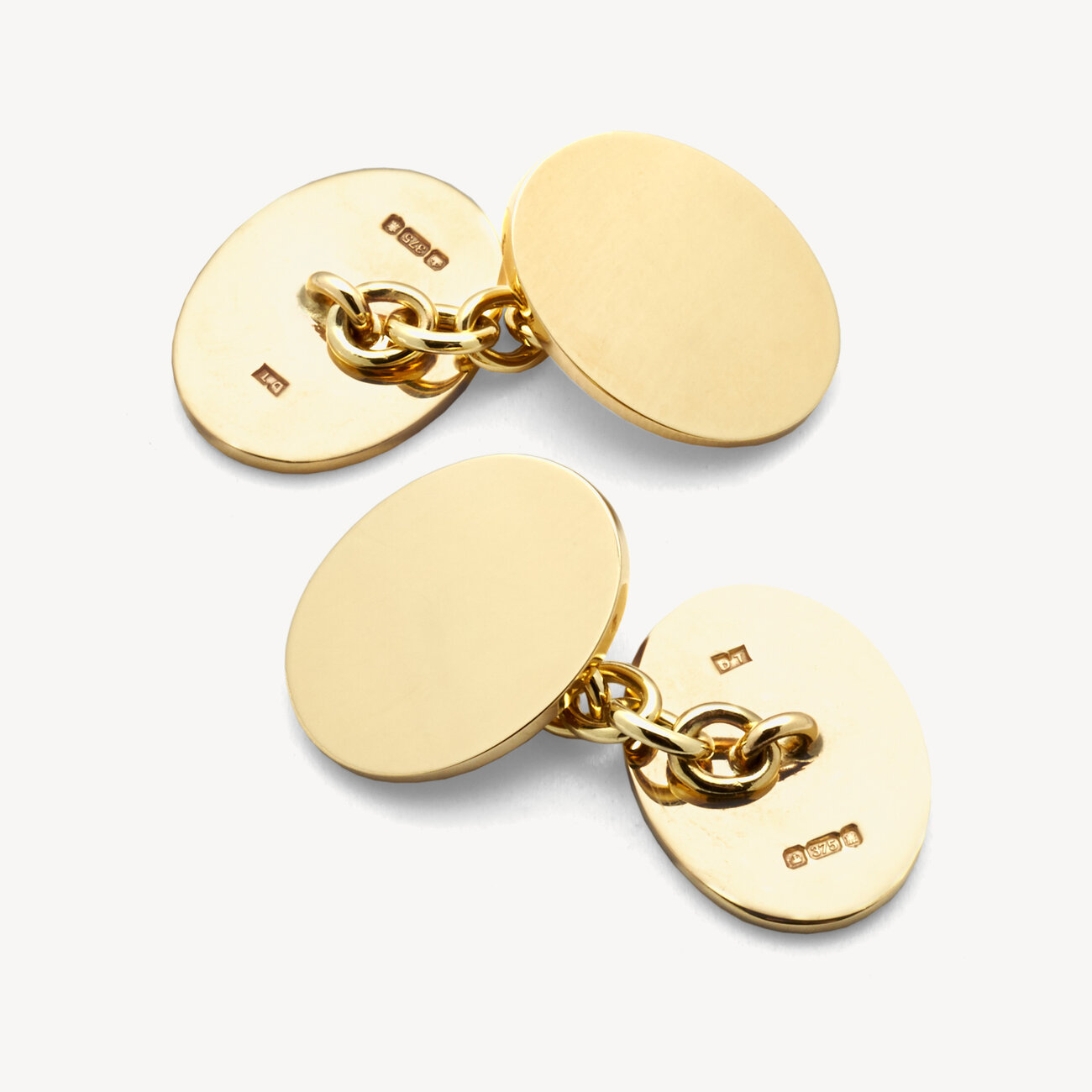 Sterling Silver & Gold Plated Plain Oval Cufflinks | Aspinal