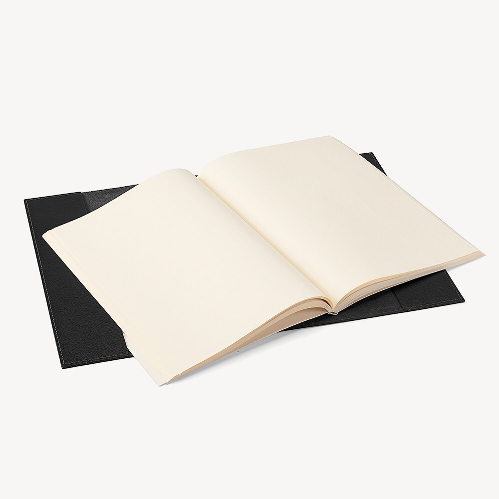 Saffiano A4 Refillable Leather Journal in Black | Aspinal