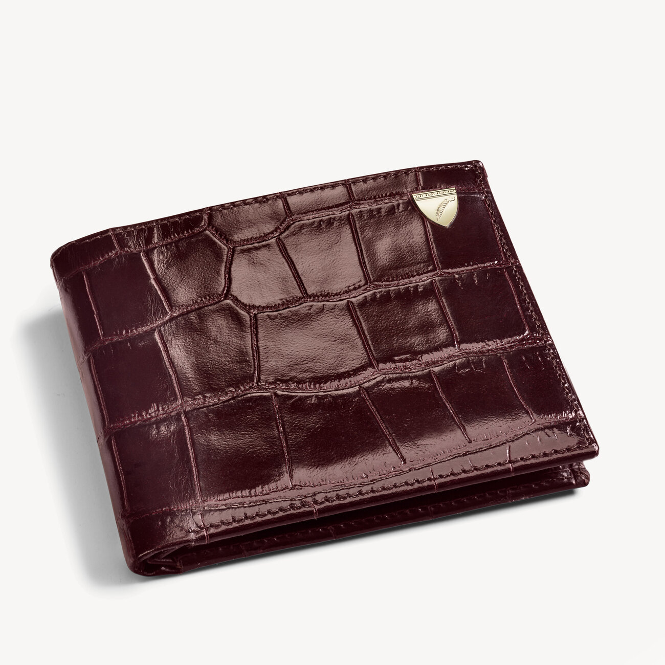Amazon Brown Croc Billfold Coin Wallet | Aspinal of London