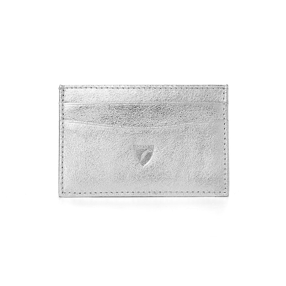 Slim Credit Card Case in Metallic Silver | Aspinal of London