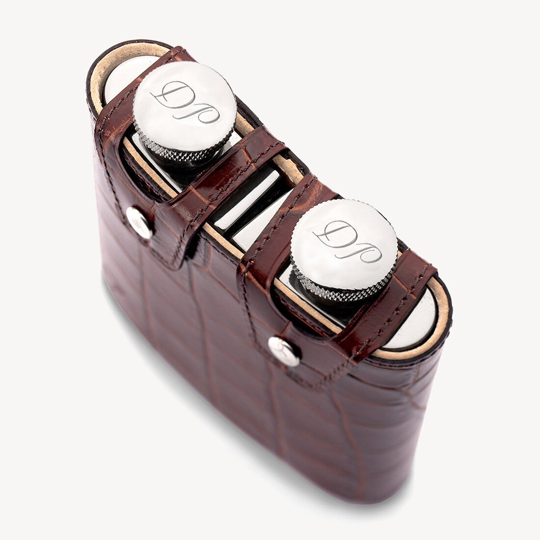 6oz Double Hip Flask in Smooth Black | Aspinal of London