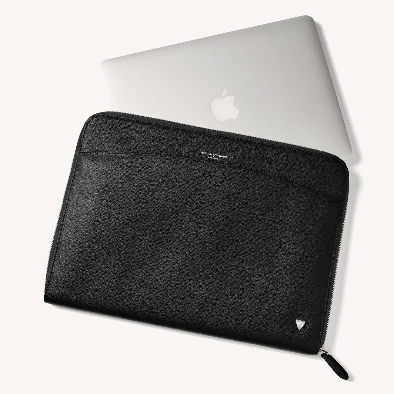 City Laptop Folio in Black Saffiano | Aspinal of London