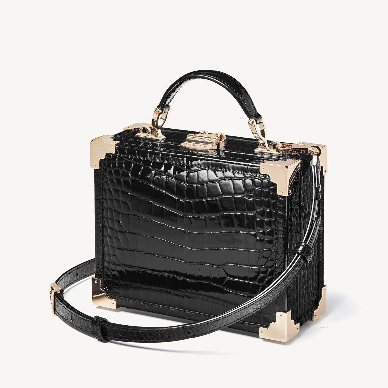 The Trunk in Black Patent Croc | Aspinal of London