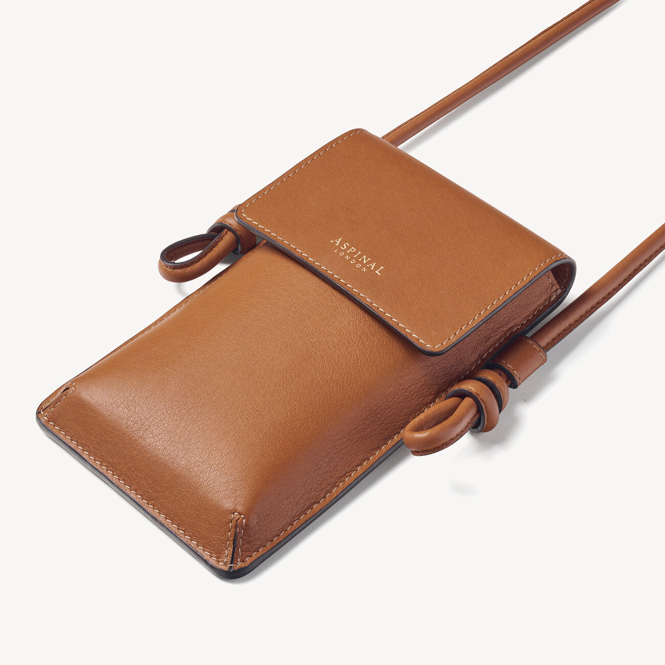 Ella Phone Pouch in Smooth Tan | Aspinal of London
