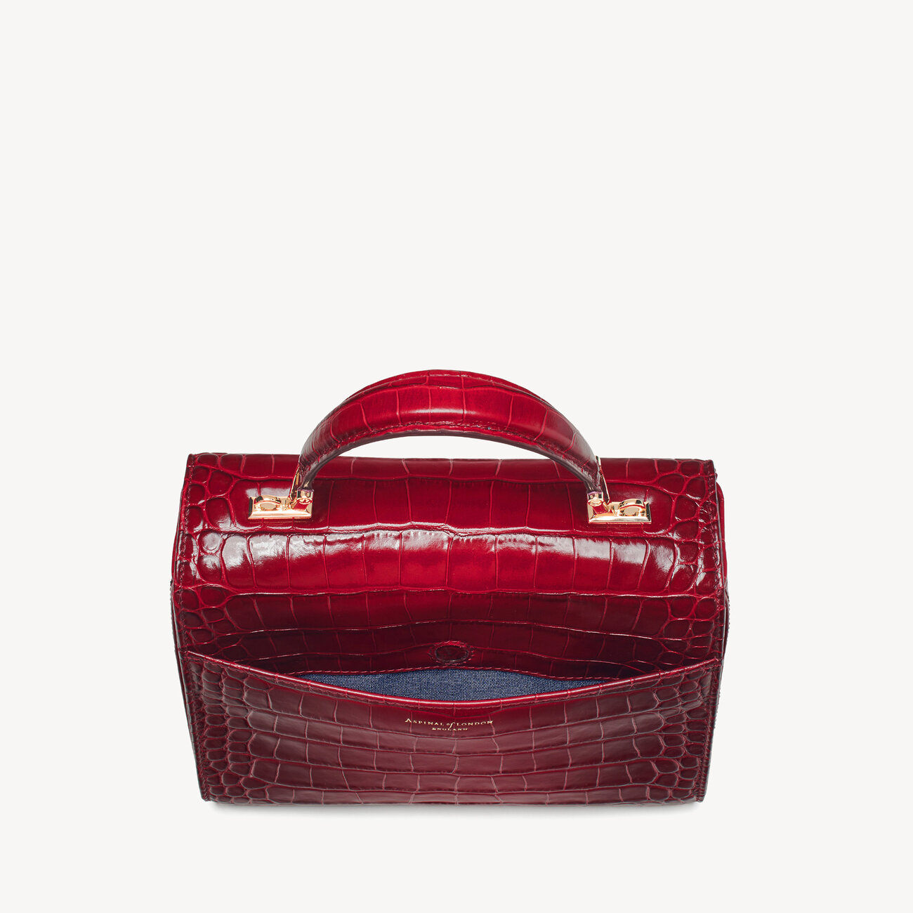 Mayfair Bag in Cherry Ombre Croc | Aspinal of London
