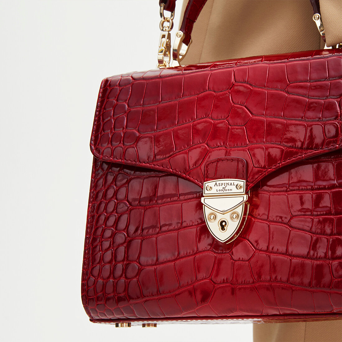 Mayfair Bag in Cherry Ombre Croc | Aspinal of London