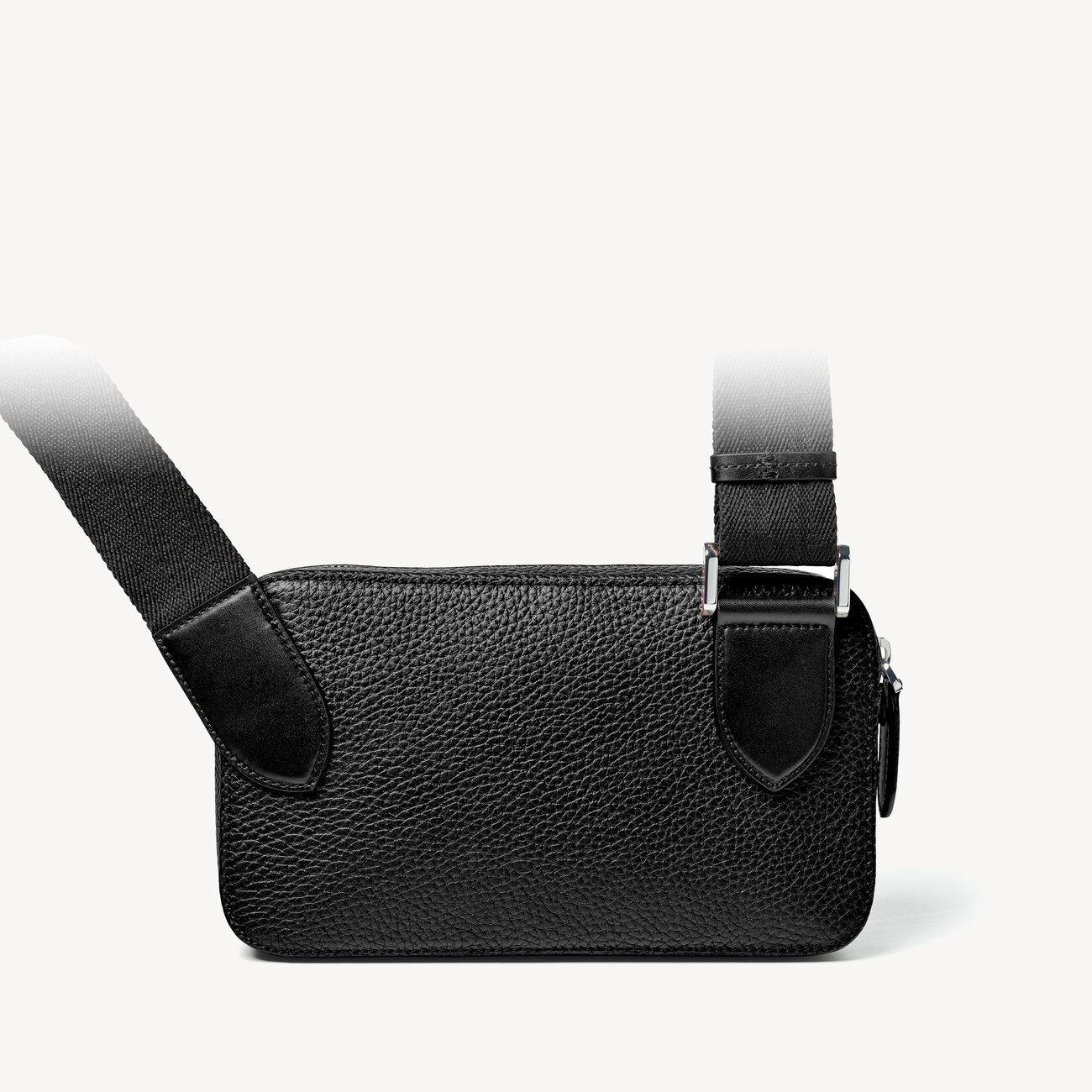 Black Leather Reporter Compact Crossbody Bag | Aspinal of London