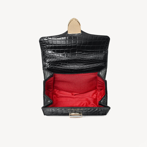 Mini Mayfair Bag in Black Patent Croc | Aspinal of London