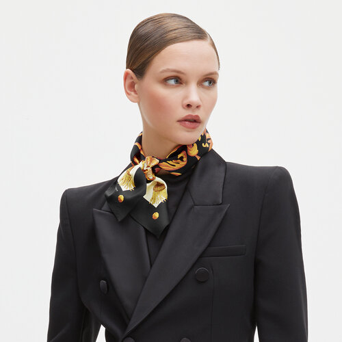 Signature Shield Silk Neck Bow in Black | Aspinal of London