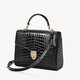 Mayfair Bag in Black Patent Croc | Aspinal of London