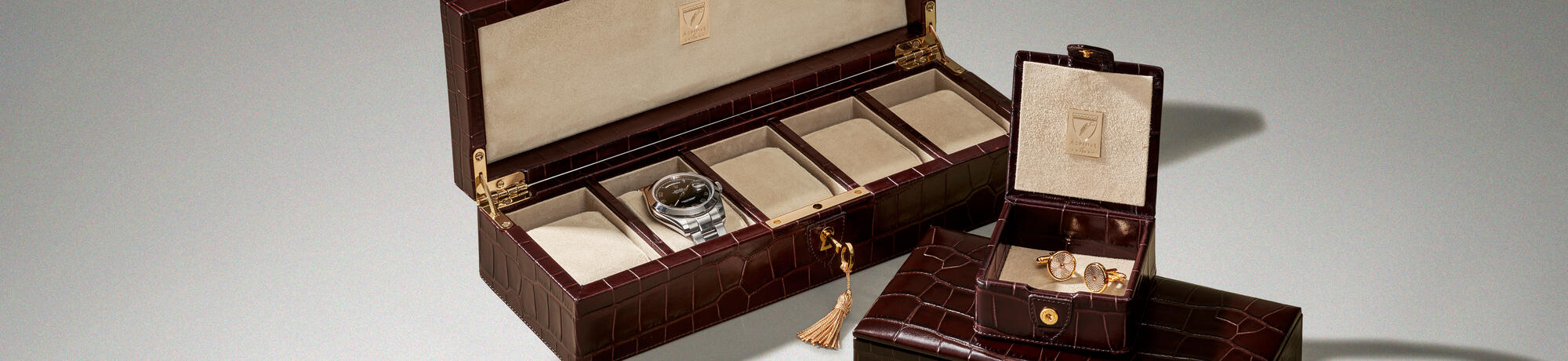 Leather Cufflink Boxes & Watch Boxes | Aspinal of London
