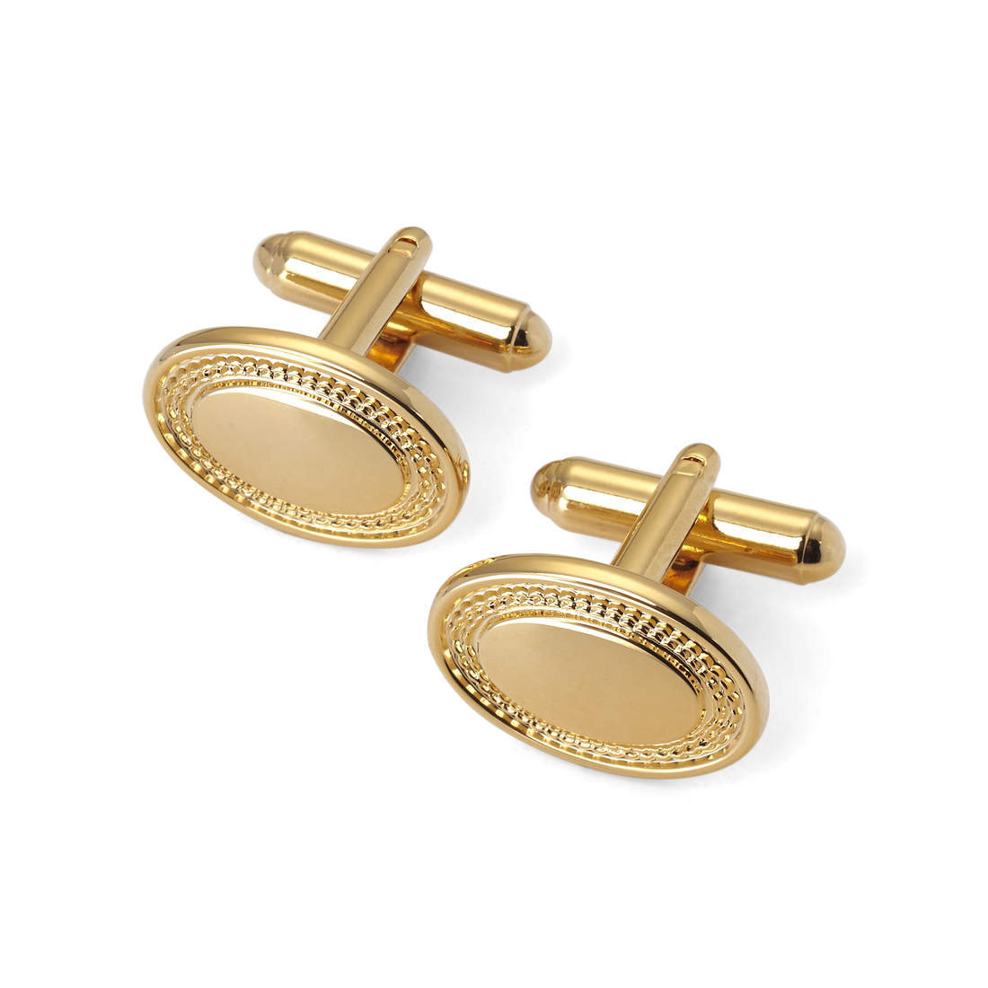 Gold Plated Engraved Edge Oval Cufflinks | Aspinal of London