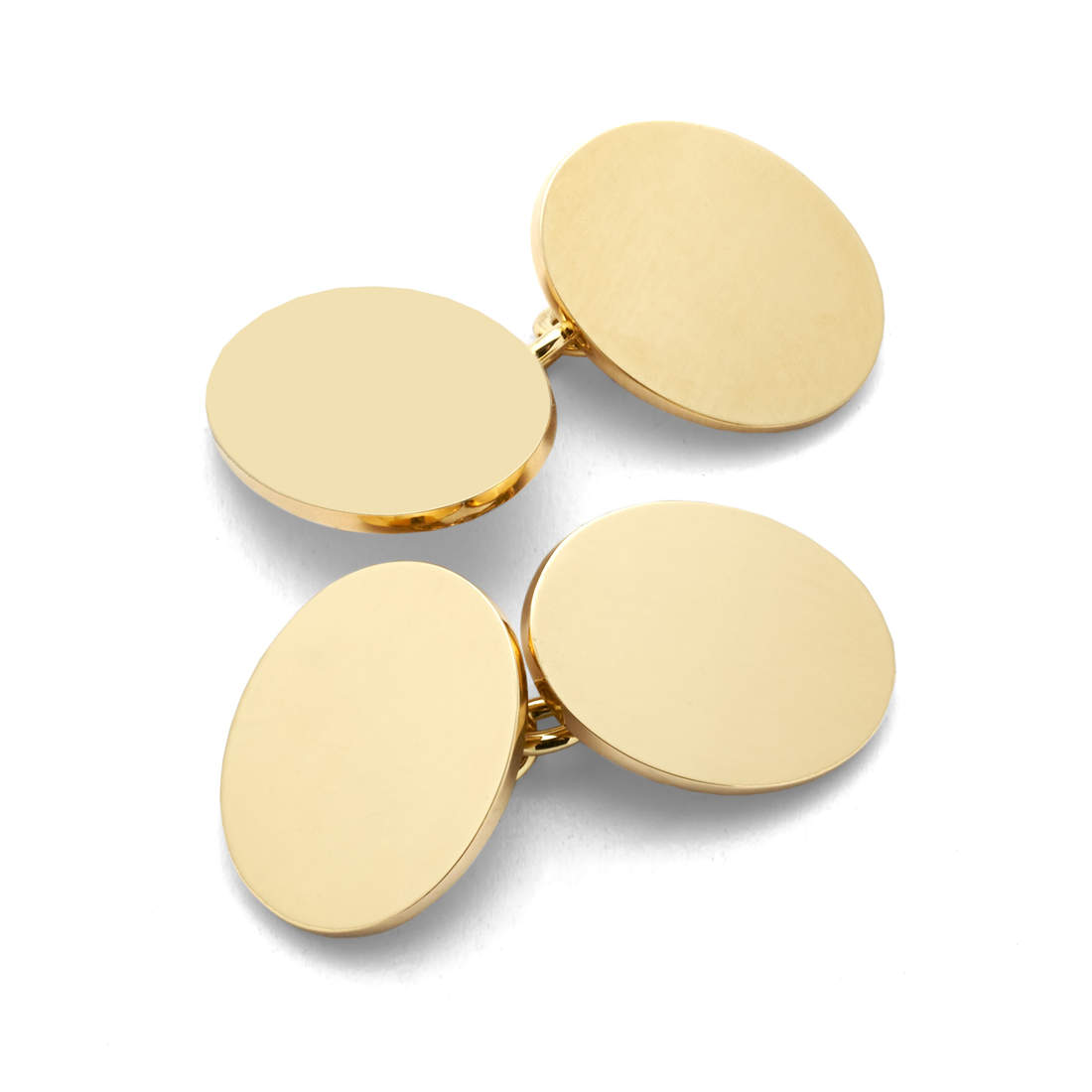 Sterling Silver & Gold Plated Plain Oval Cufflinks | Aspinal